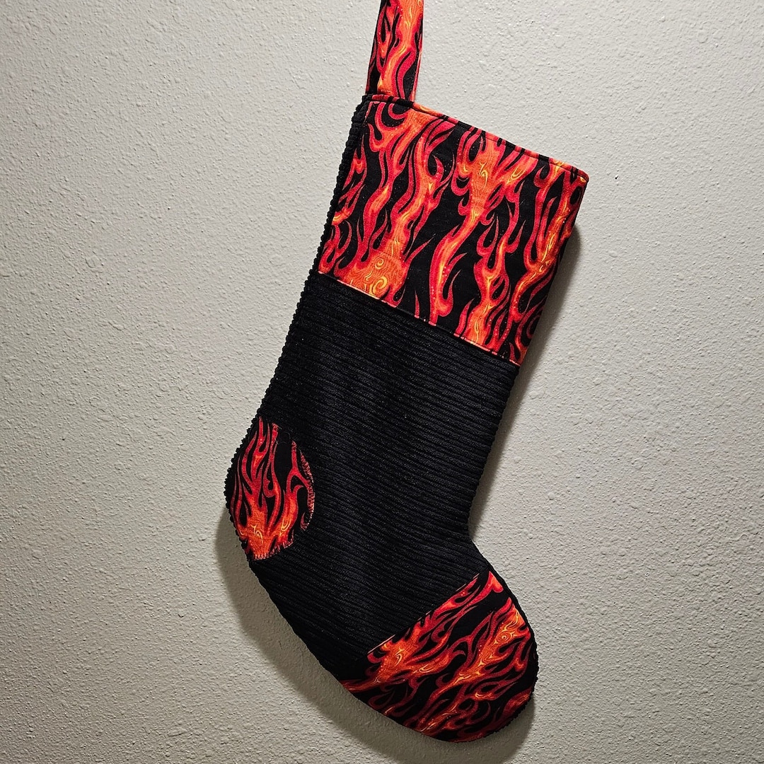 FLAMES Christmas Stocking Fire Stocking Christmas Stocking Cordury ...