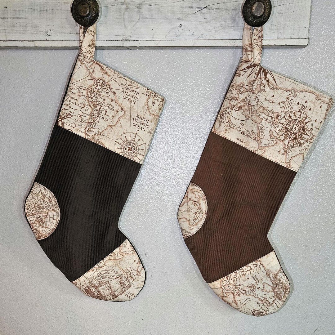 Map Christmas Stocking Woeld Maps Stocking Maps of the World RTS ...
