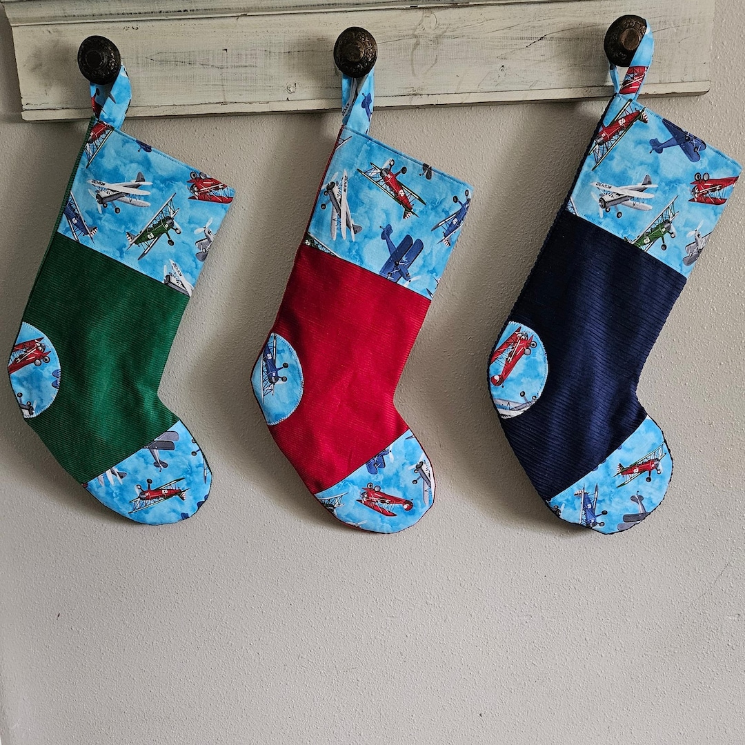 Airplanes Christmas Stocking Planes Stocking Airplane Christmas ...