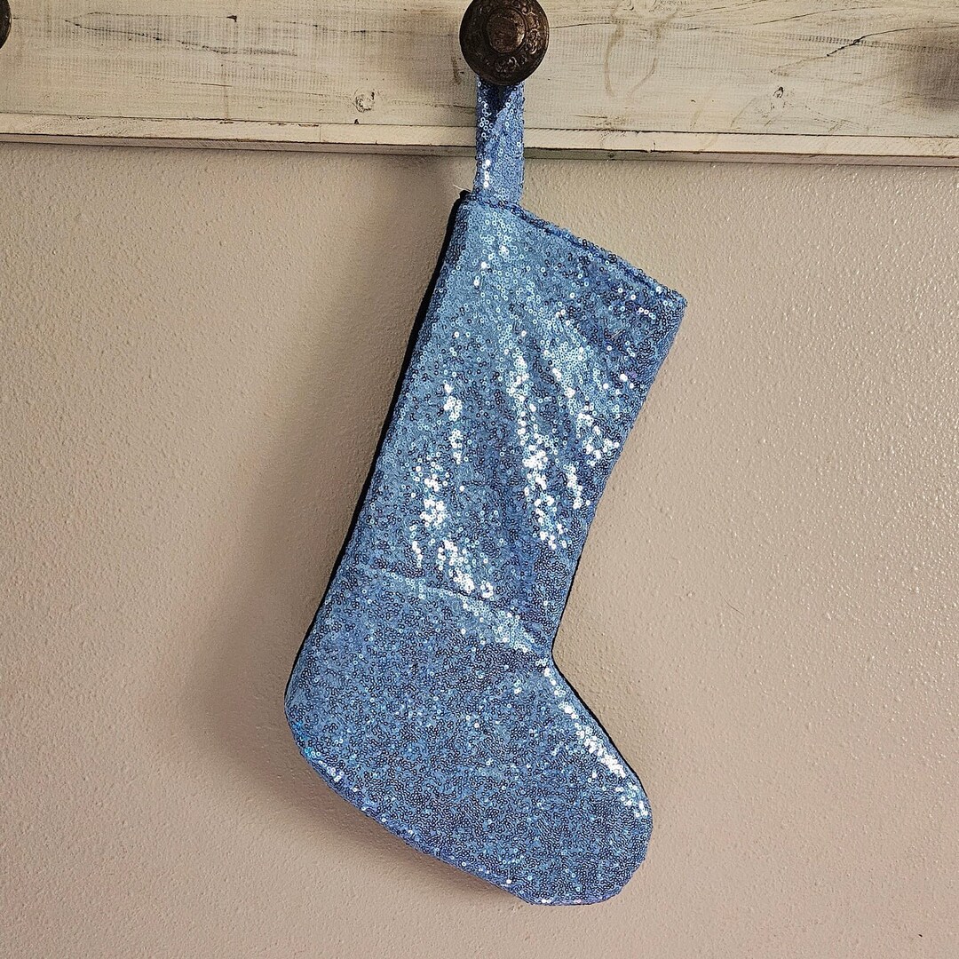 Sequin Christmas Blue Stocking Sequin Navy Blue Stocking Sequin Shiny ...
