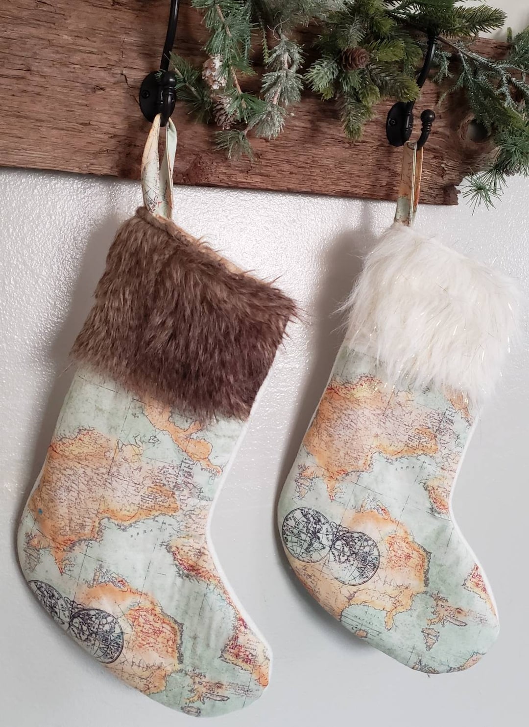 Map Christmas Stocking World Map Stocking RTS Patchwork Christmas ...