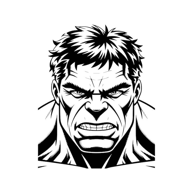 Hulk Face Svg : Dynamic Black and White Design for Crafts (digital ...