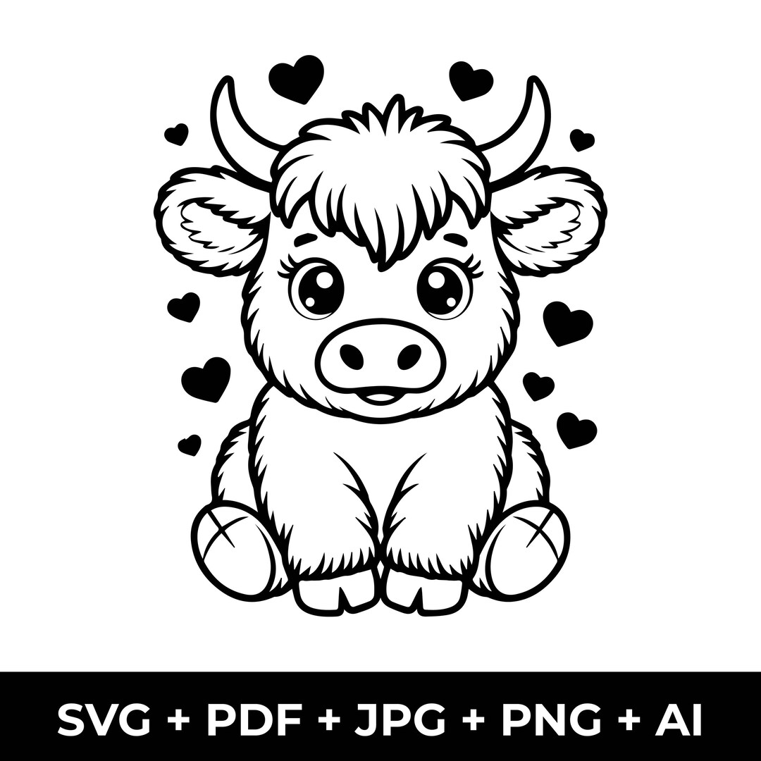 Highland Cow SVG: Highland Cattle Clipart. Instant Digital Download - Etsy