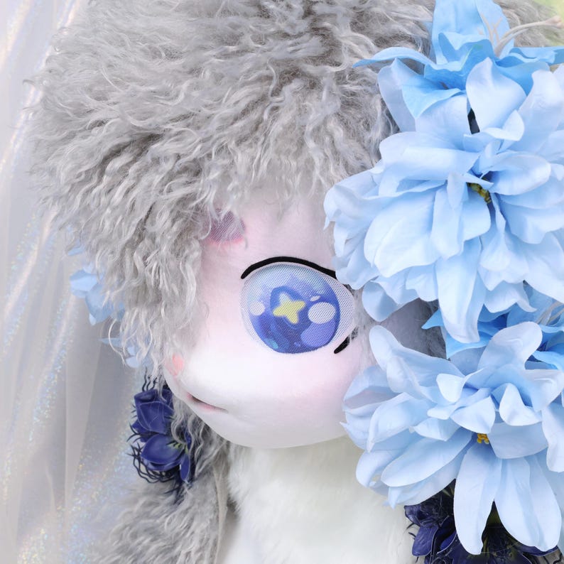 Kigurumi Grey Lamb Fursuit Head KIG Style With Blue Gradient Star Eyes ...