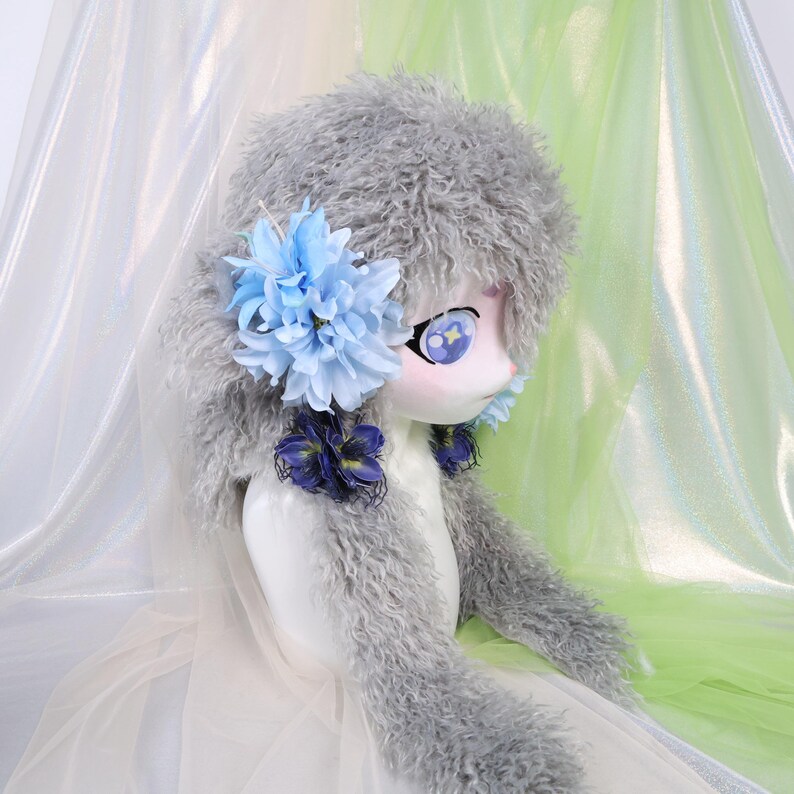 Kigurumi Grey Lamb Fursuit Head KIG Style With Blue Gradient Star Eyes ...