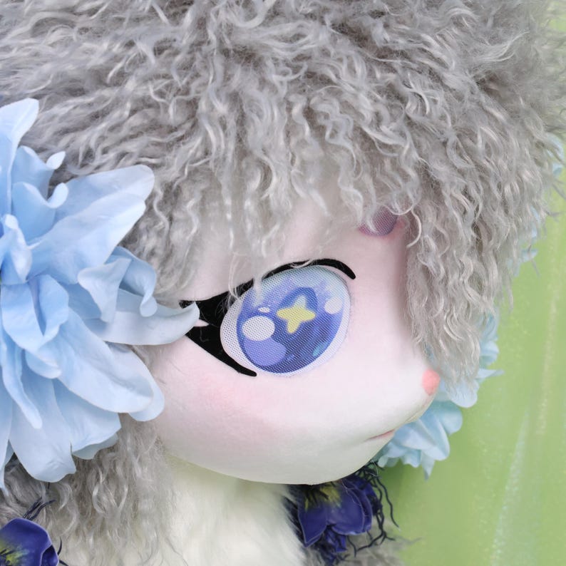 Kigurumi Grey Lamb Fursuit Head KIG Style With Blue Gradient Star Eyes ...