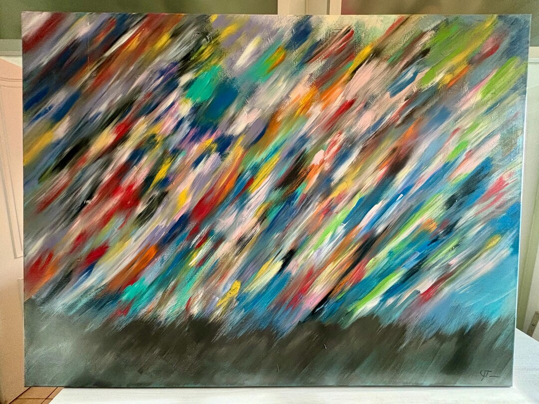 Extra Large Colorful Abstract Painting 36x48 Colorful Abstract Canvas ...