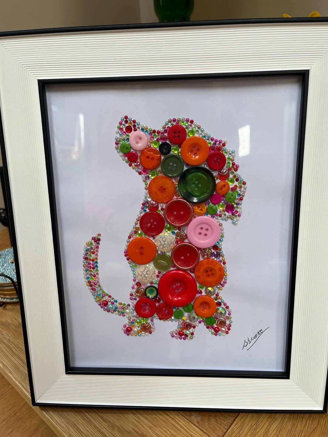 Dog Button Art With Gemstones - Etsy