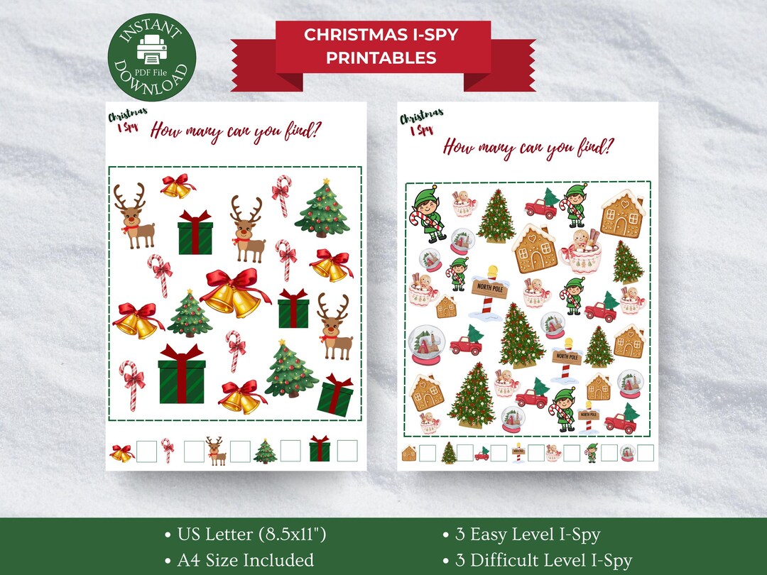 Christmas I Spy Printable Game, Counting Activity (PDF) - Etsy