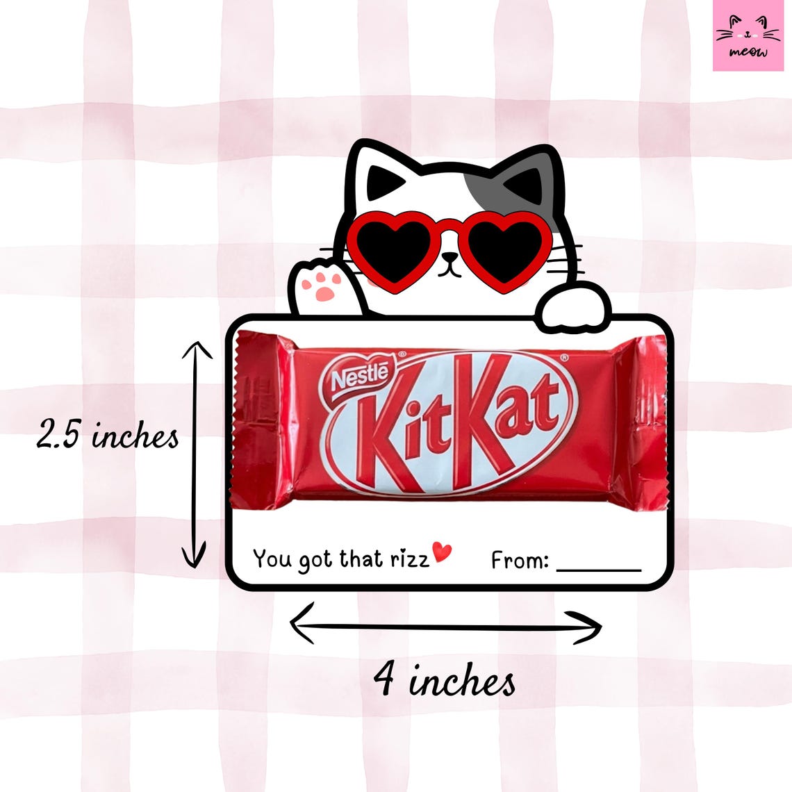 Printable Cat-themed Cards, Valentine Party Favors, Chocolate Gift ...