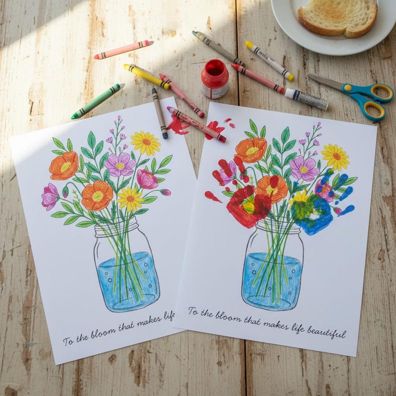 Mother's Day Flower Handprint Keepsake, Printable Craft Activity for ...