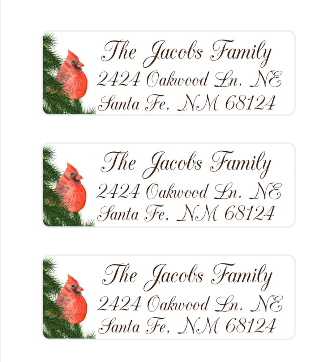 Return Address Labels Cardinal, Cardinal Envelope Labels, Personalized ...