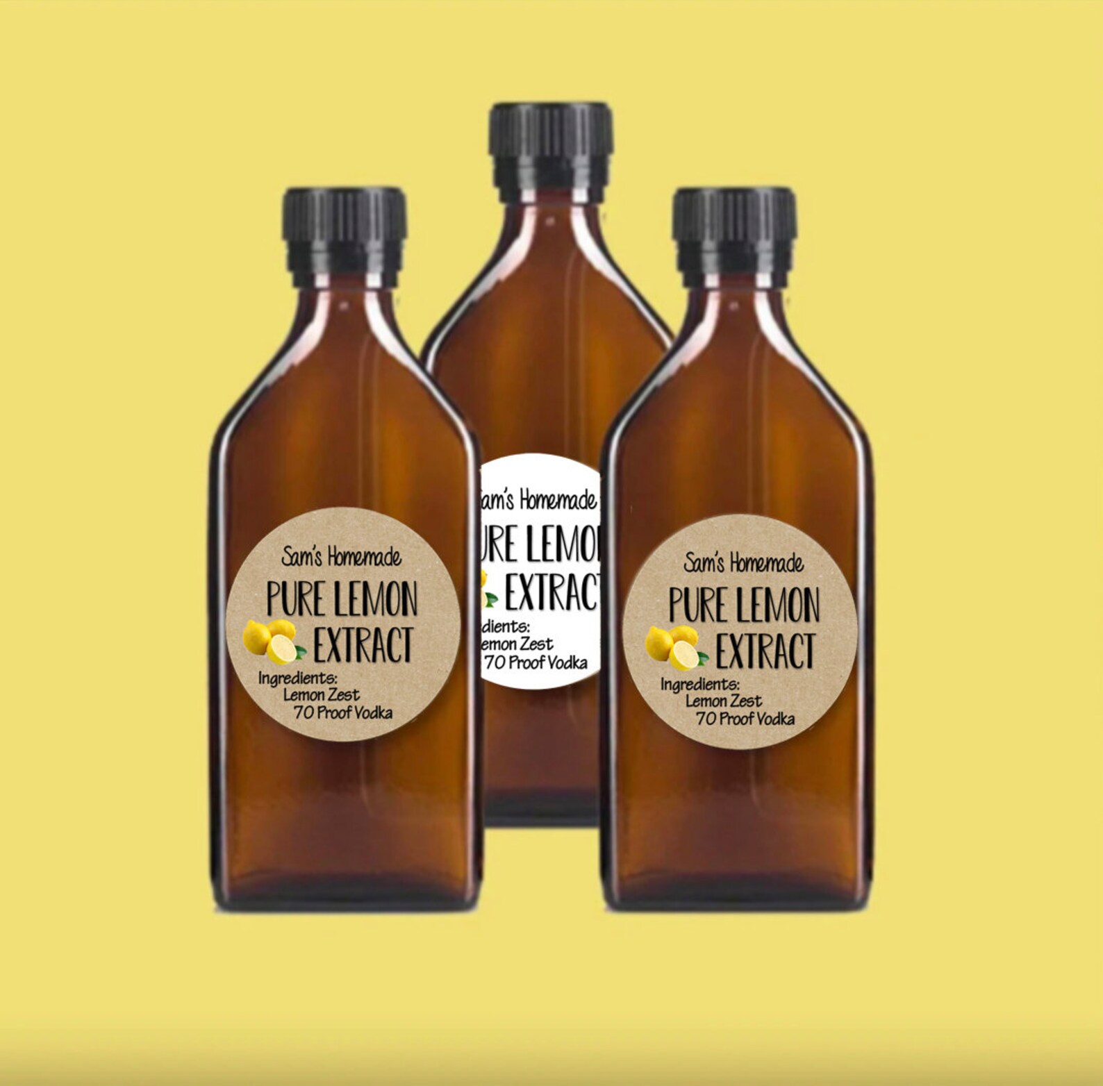 Lemon Extract Labels for Homemade Kitchen Gifts, Personalized Lemon ...