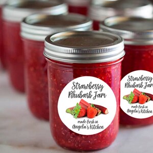 Personalized Jam Labels, Custom Jelly Labels, Strawberry Rhubarb Jam ...