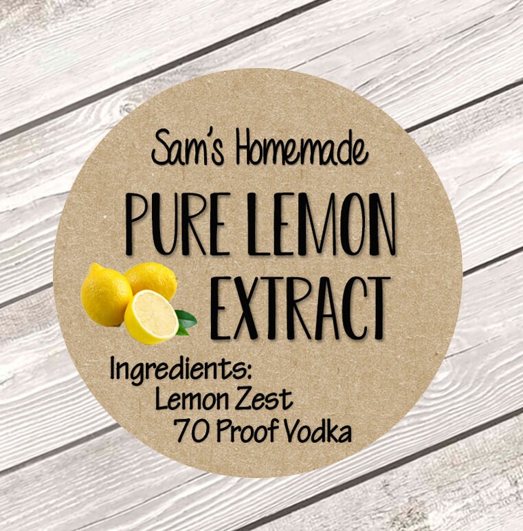 Lemon Extract Labels for Homemade Kitchen Gifts, Personalized Lemon ...