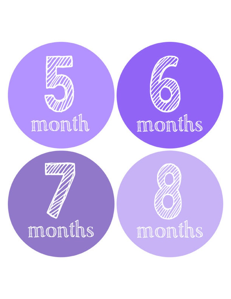 Purple New Baby Sticker Lavender Monthly Age Stickers | Etsy