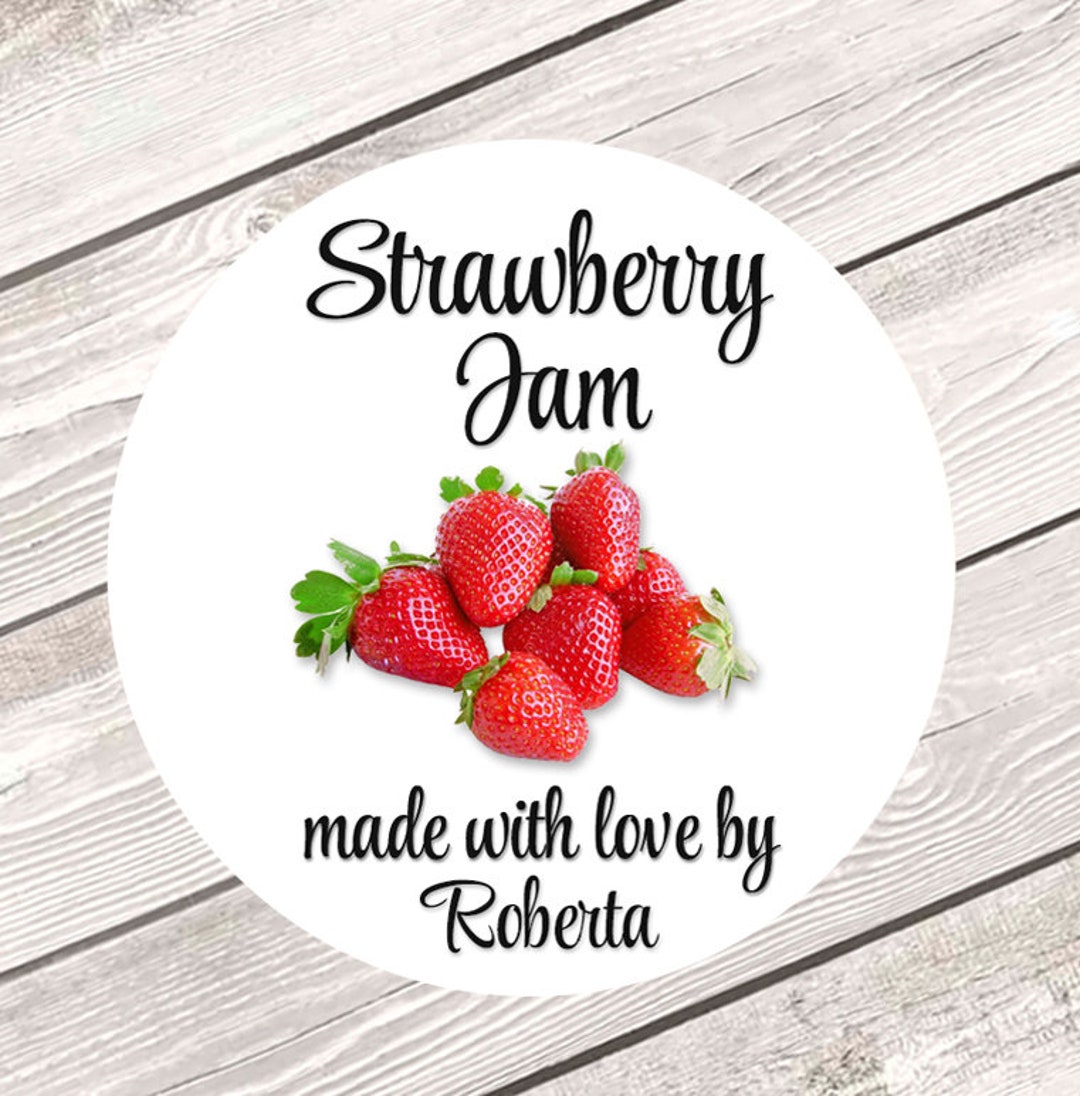 Strawberry Jam Labels, Custom Jelly Labels, Jam Jar Labels, Strawberry ...
