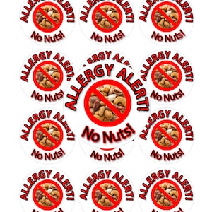 No Nuts Sticker, Allergy Sticker, Nut Allergy Sticker, Allergy Alert ...