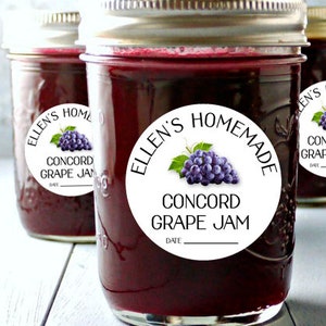 Homemade Jam Labels, Grape Jelly, Grape Jam Labels, Mason Jar Labels ...