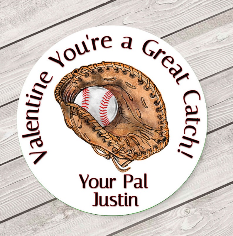 Valentine Stickers Baseball Valentines Catchers Mitt - Etsy