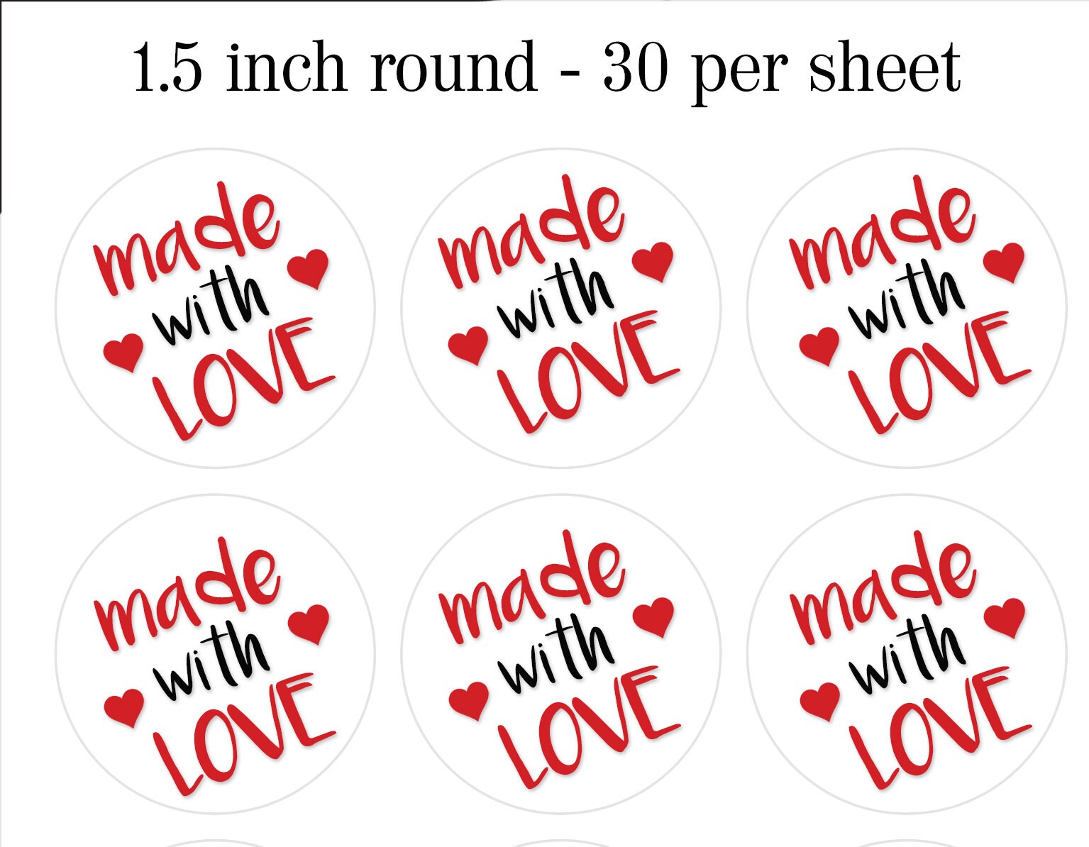 Made With Love Labels, Baking Labels, Handmade With Love, Made With ...