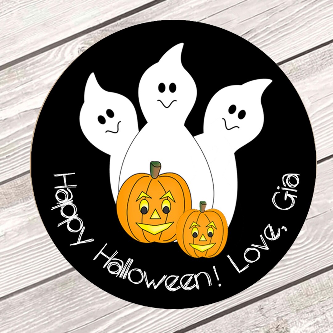 Spooky Halloween Stickers, Party Bag Labels, Halloween Ghost Stickers ...