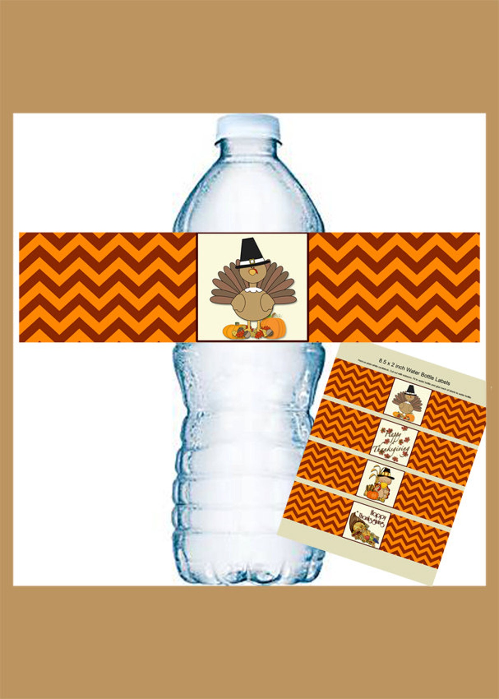 Thanksgiving Water Bottle Labels Napkin Rings INSTANT - Etsy