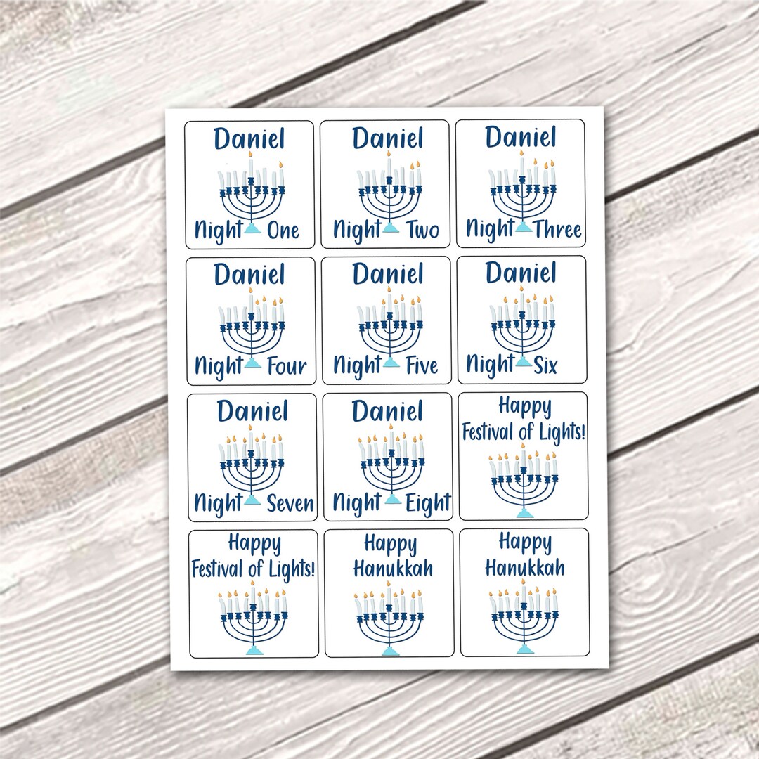 Personalized Hanukkah Gift Stickers for Eight Nights of Chanukah ...