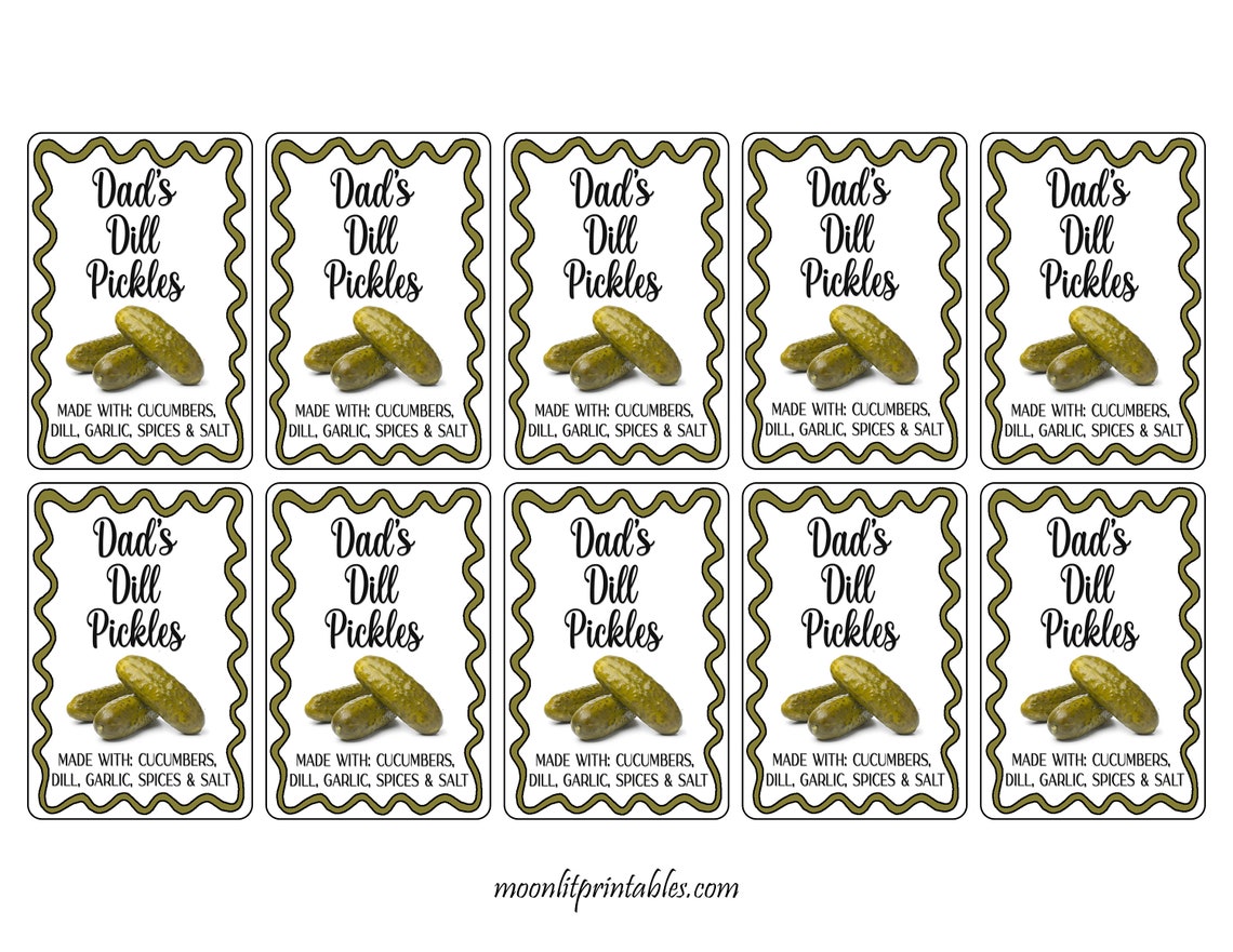 Dill Pickle Label, Bread and Butter Pickle Stickers, Pickle Gifts ...