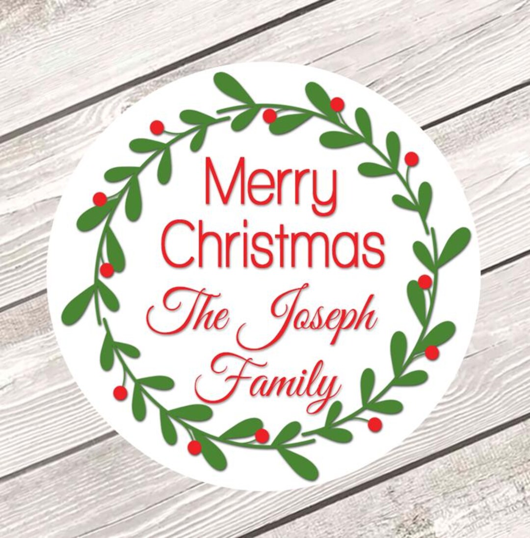 Merry Christmas Sticker, Christmas Gift Tag, Holiday Gift Label ...