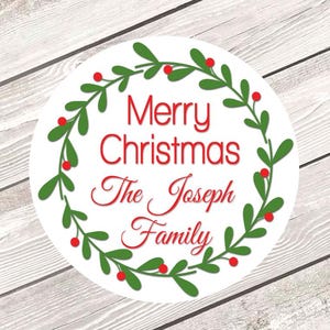 Merry Christmas Sticker, Christmas Gift Tag, Holiday Gift Label ...