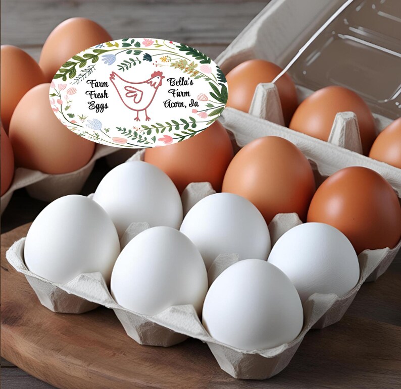 Custom Egg Carton Labels for Farmers, Personalized Chicken Egg Stickers ...