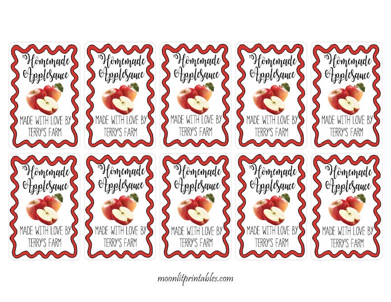 Applesauce Labels Canning Labels Apple Jelly Apple Butter - Etsy
