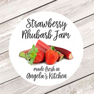 Personalized Jam Labels, Custom Jelly Labels, Strawberry Rhubarb Jam ...