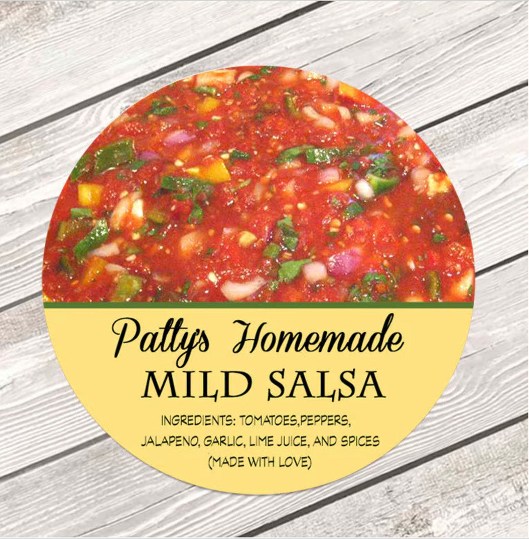 Custom Personalized Mason Jar Food Stickers for Canning, Mild Hot Salsa ...