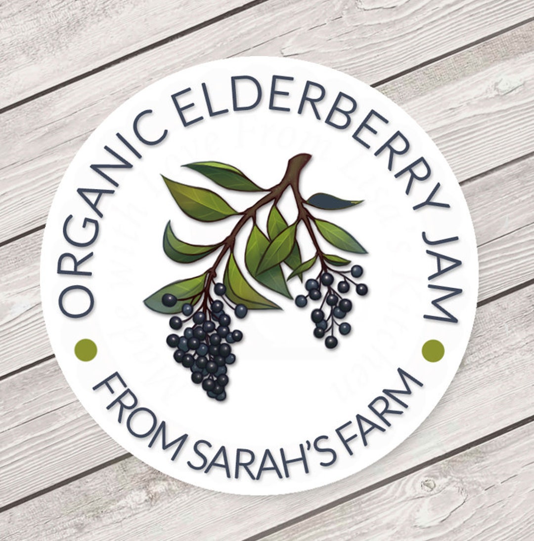 Jam Labels, Canning Jar Labels, Mason Jar Stickers, Elderberry Jam ...