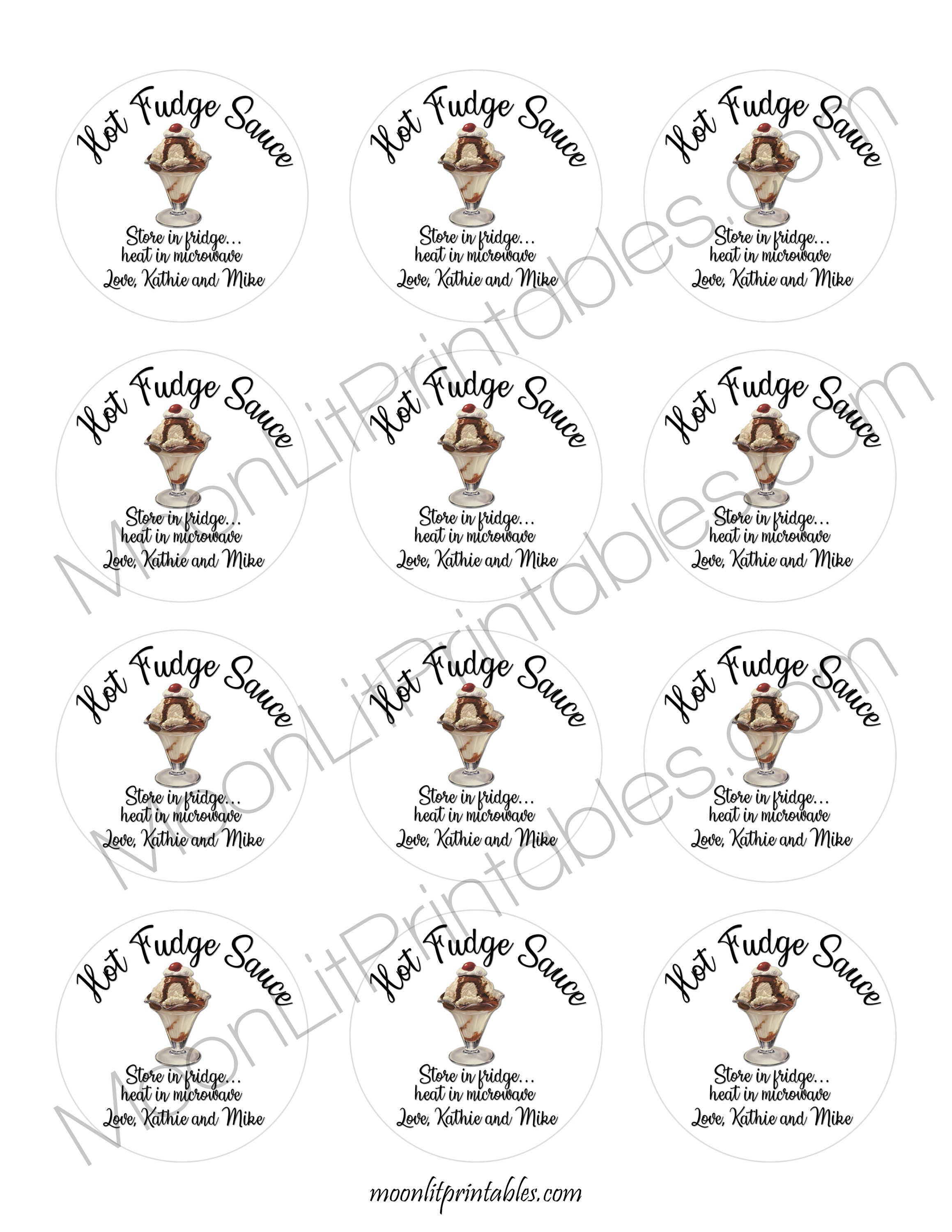 Hot Fudge Labels Hot Fudge Sauce Labels Canning Labels | Etsy