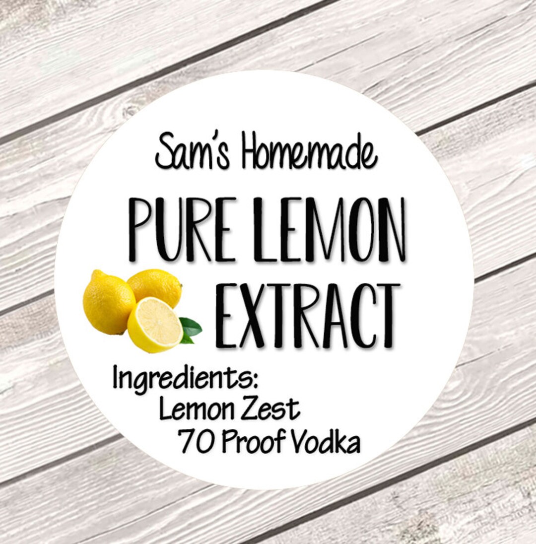 Lemon Extract Labels for Homemade Kitchen Gifts, Personalized Lemon ...