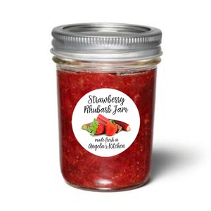 Personalized Jam Labels, Custom Jelly Labels, Strawberry Rhubarb Jam ...