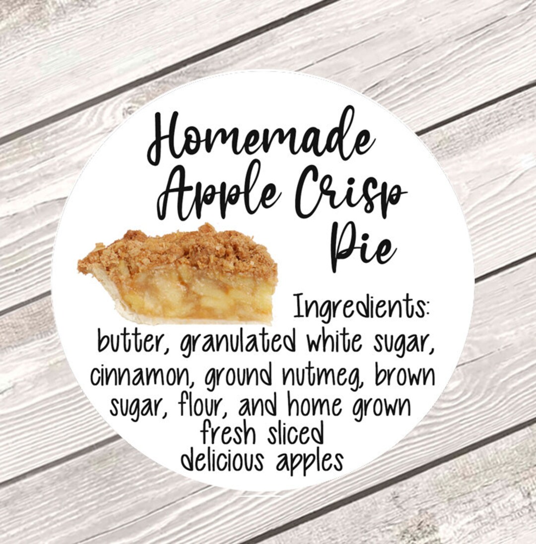 Modern Baking Label Personalized Label Apple Crisp Pie - Etsy