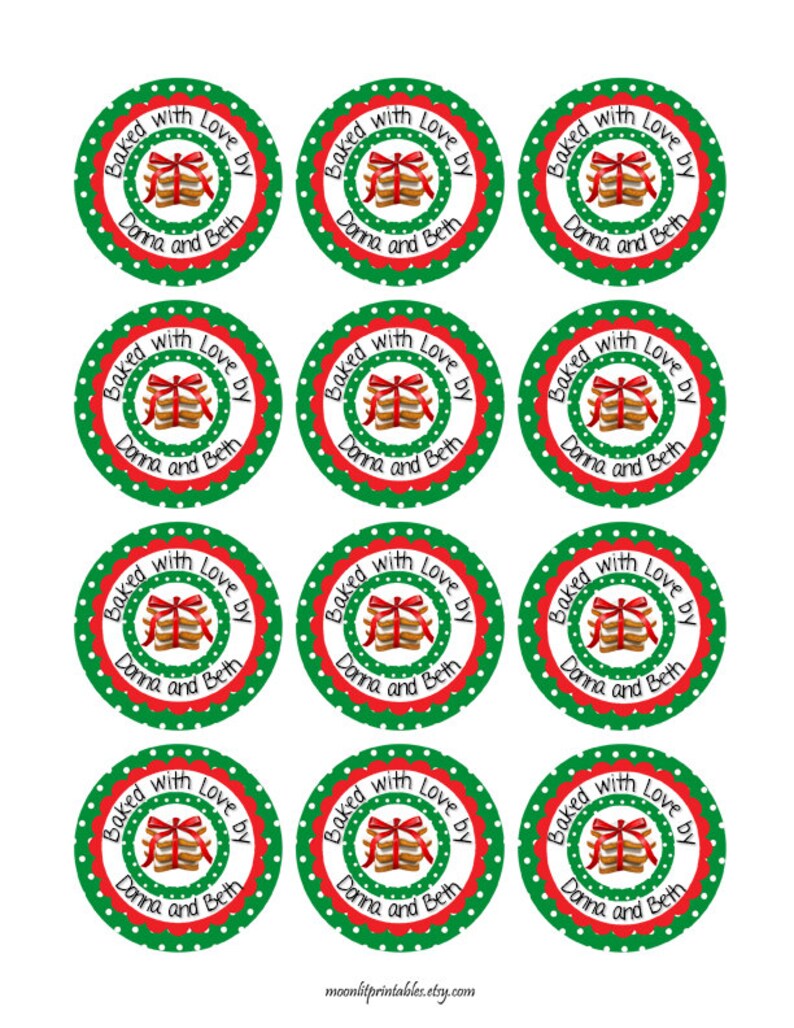 Cookie Labels Christmas Cookie Stickers Baking Labels - Etsy