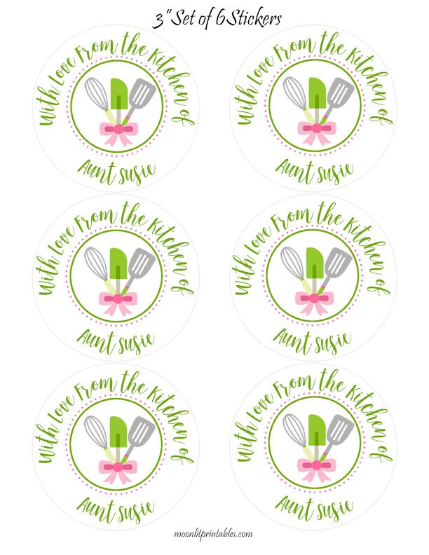 Custom Baking Labels, Personalized Kitchen Stickers, Baked With Love ...