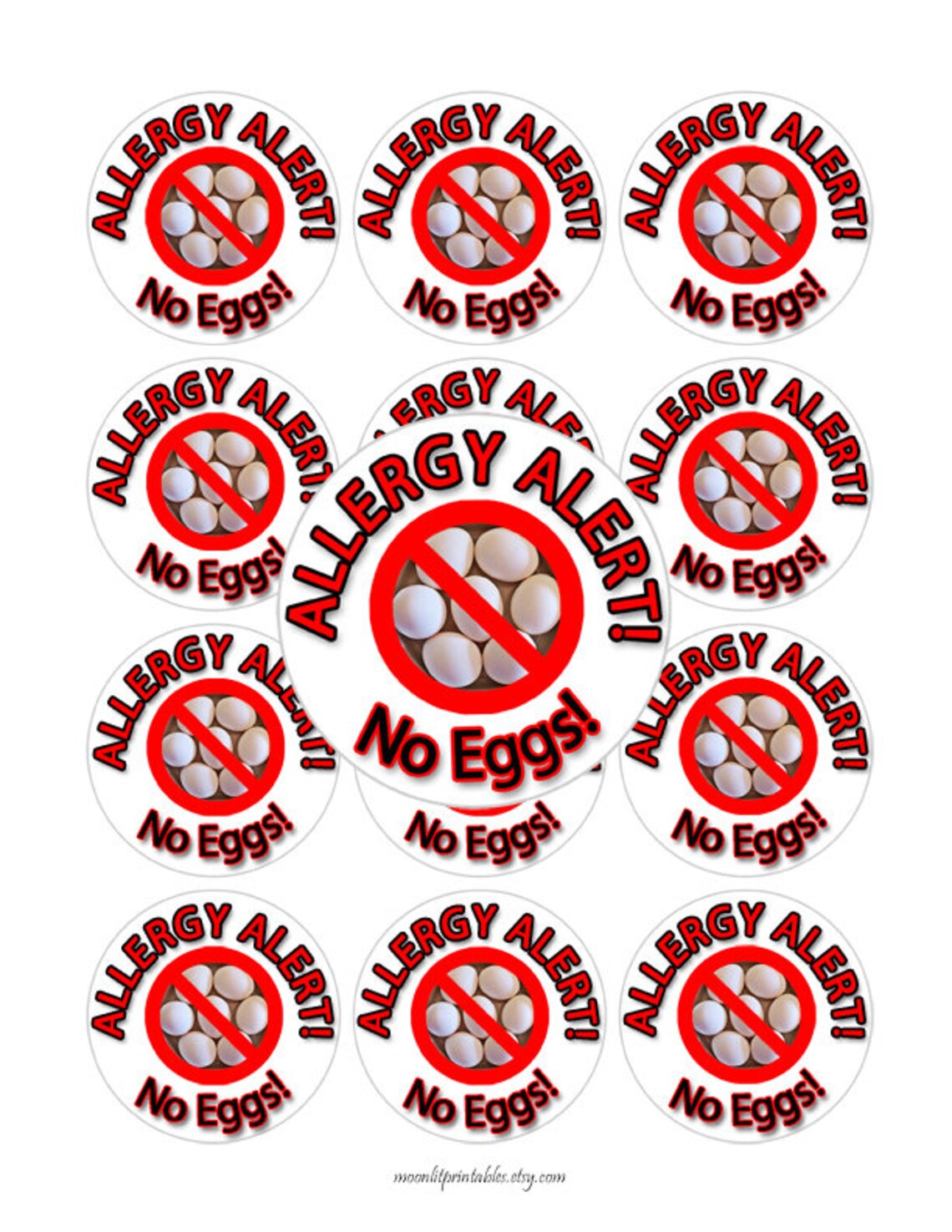 Allergy Sticker No Eggs Sticker Egg Allergy Sticker Allergy - Etsy UK
