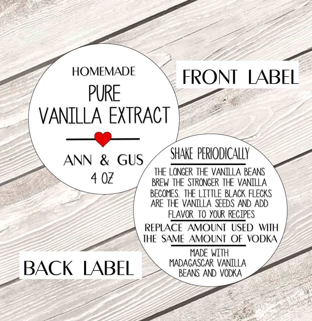 Vanilla Extract Label Set, Homemade Vanilla Extract Labels, Vanilla ...