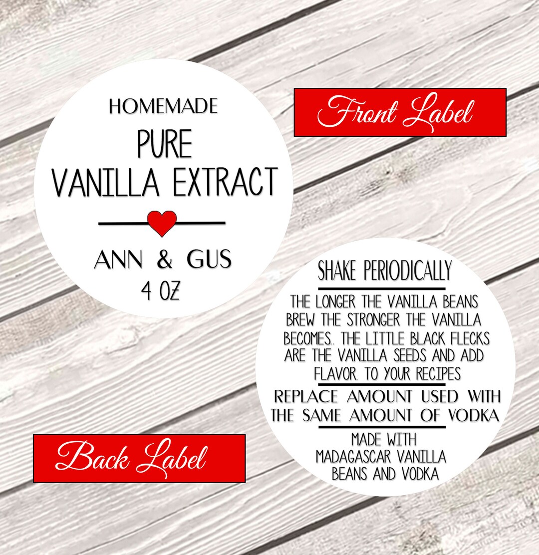 Vanilla Extract Label Set, Homemade Vanilla Extract Labels, Vanilla ...