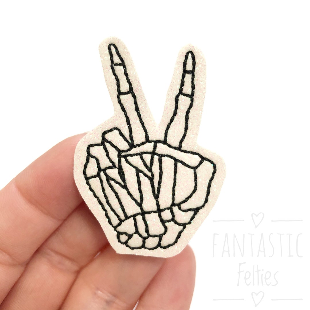 Skeleton Peace Hand Feltie | Xray Felties | Halloween Feltie | Glitter ...