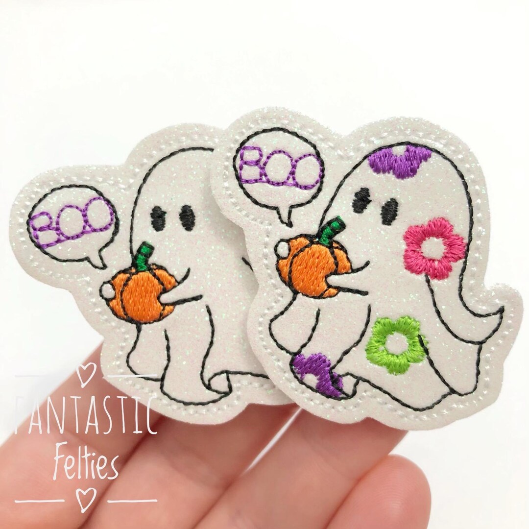 Ghost With Pumpkin Feltie | Glitter Felties | Ghost Felties | Halloween ...