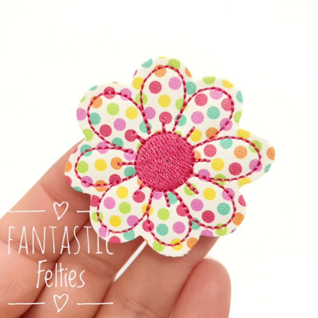 Bright Daisy Flower Feltie | Polka Dot Flower Felties | Summer Felties ...