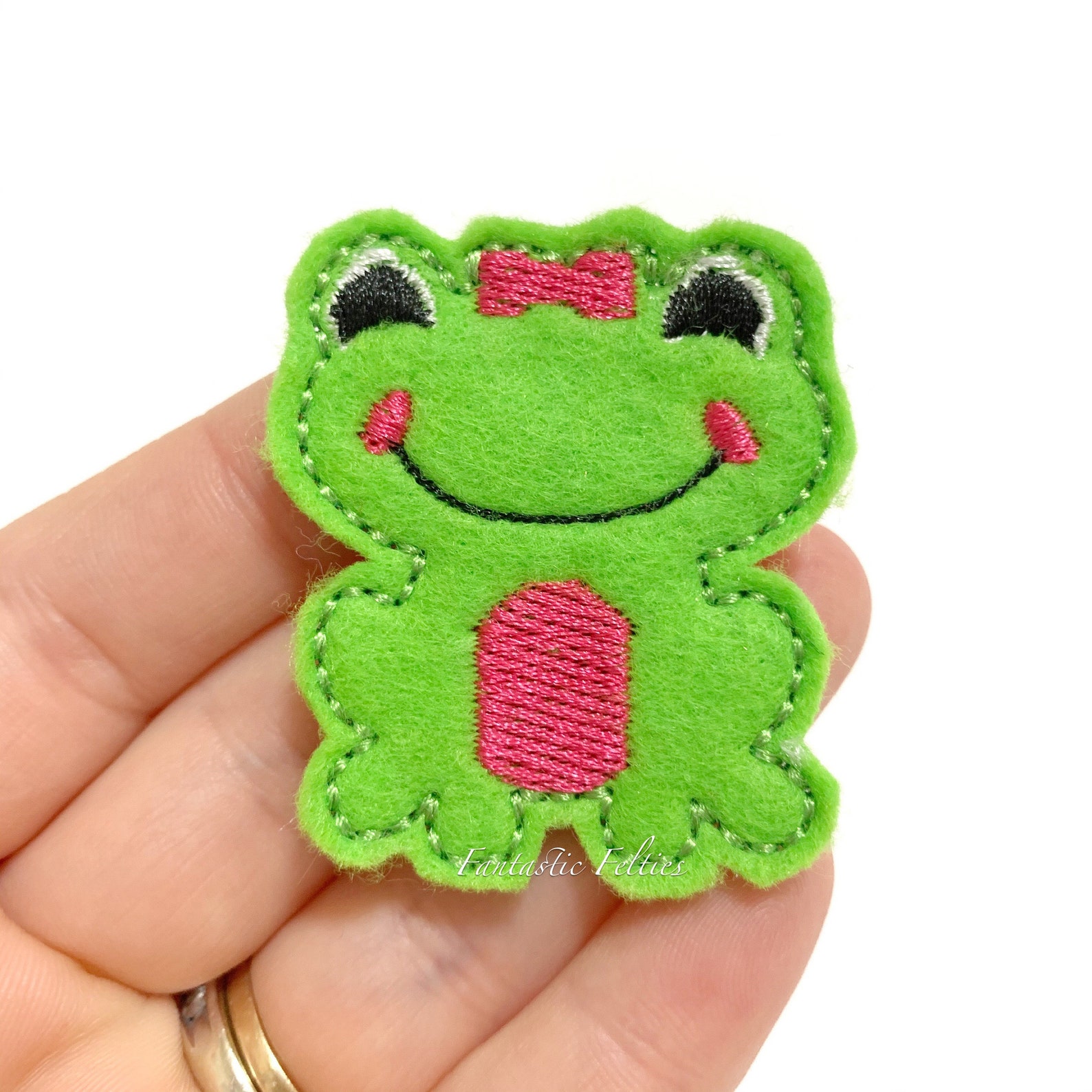Frog Feltie | Happy Frog Felties | Animal Felties | | Embroidered Felt ...