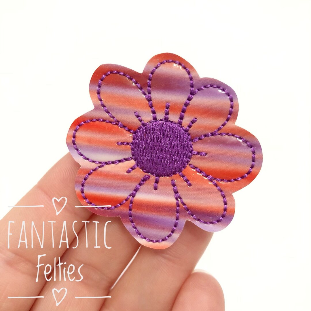 Bright Daisy Flower Feltie | Stripe Flower Felties | Summer Felties ...